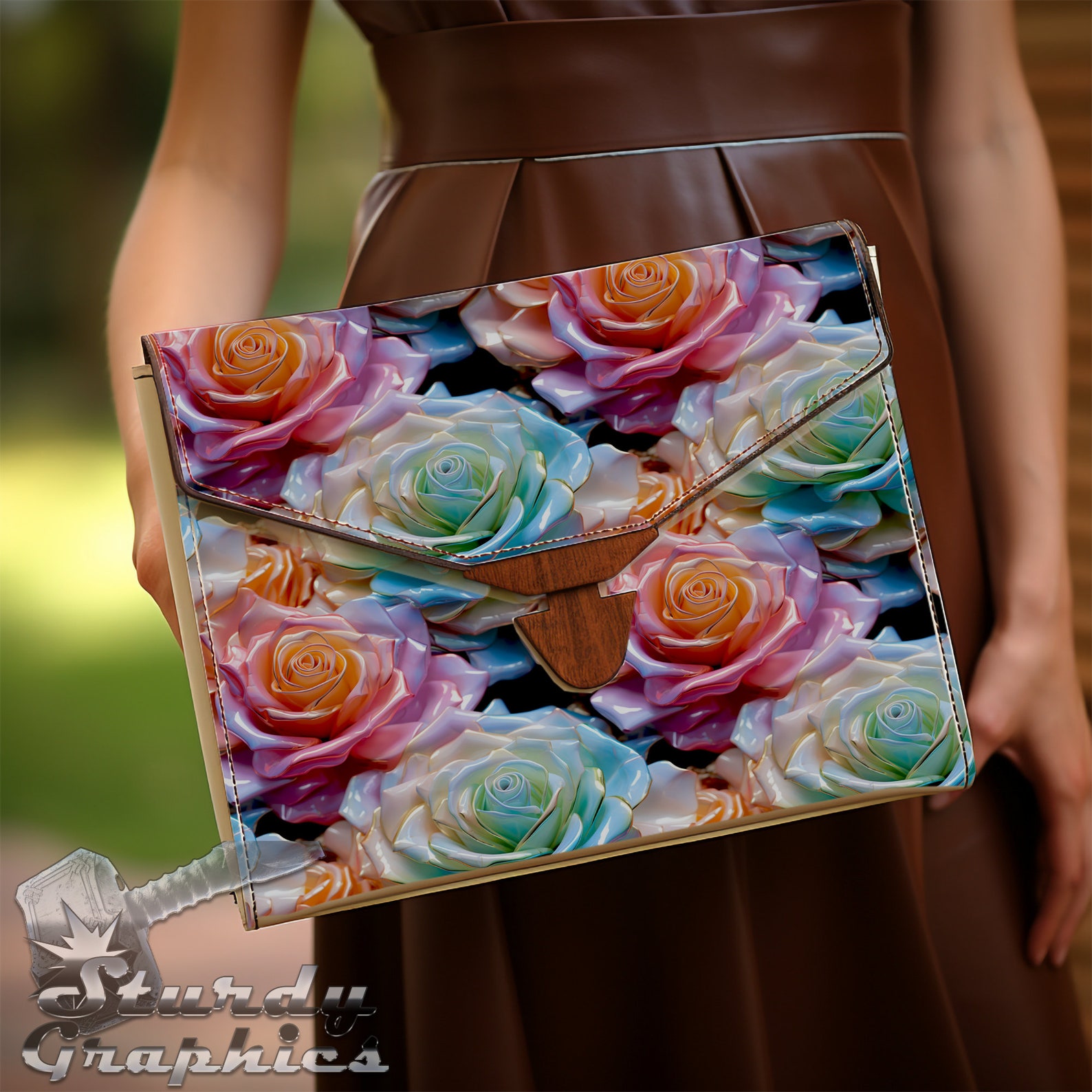 3D Inflated Rainbow Roses Flowers Seamless Pattern, Bubble Puffy Wrap ...