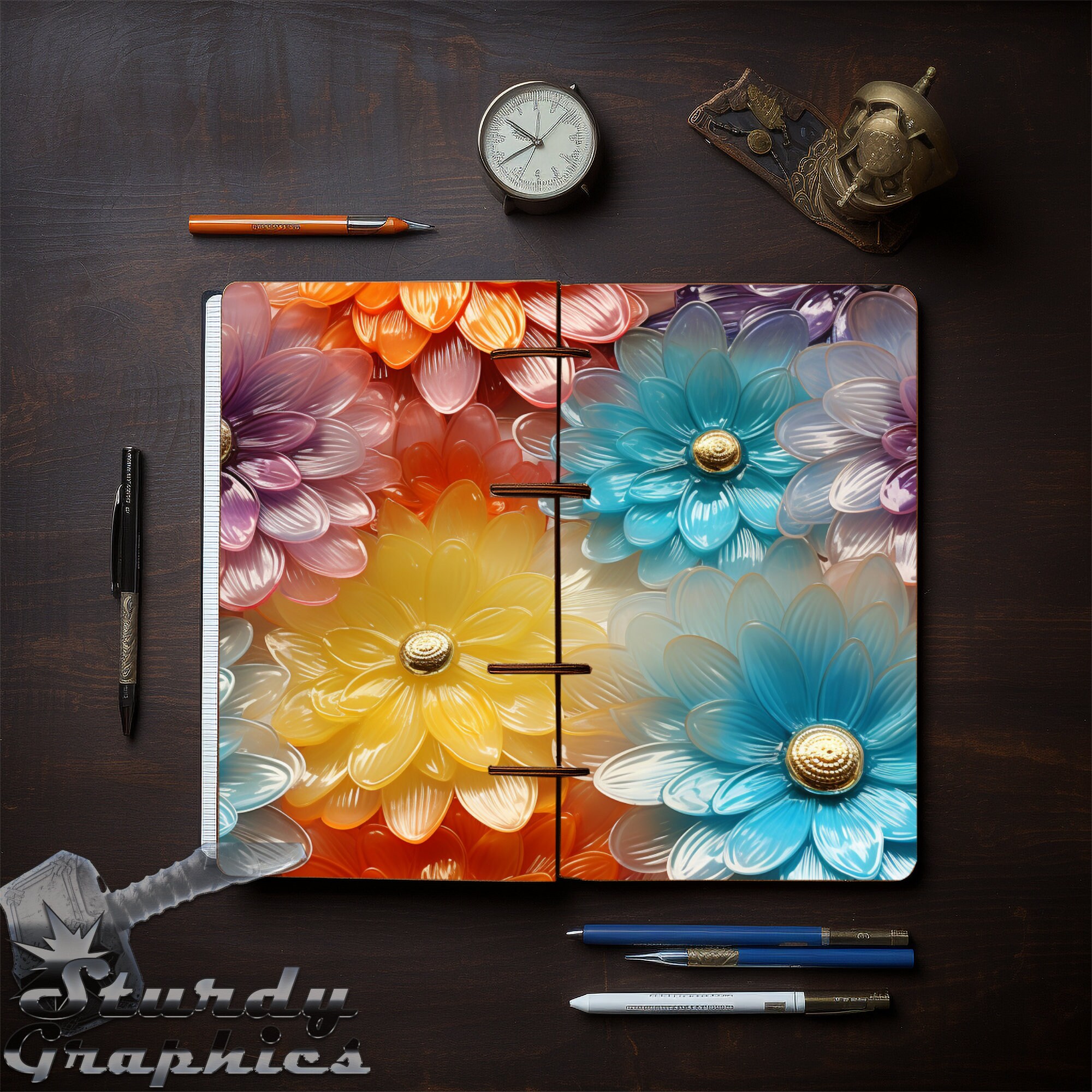 3D Inflated Puff Rainbow Flowers Seamless Pattern, Bubble Puffy Wrap ...