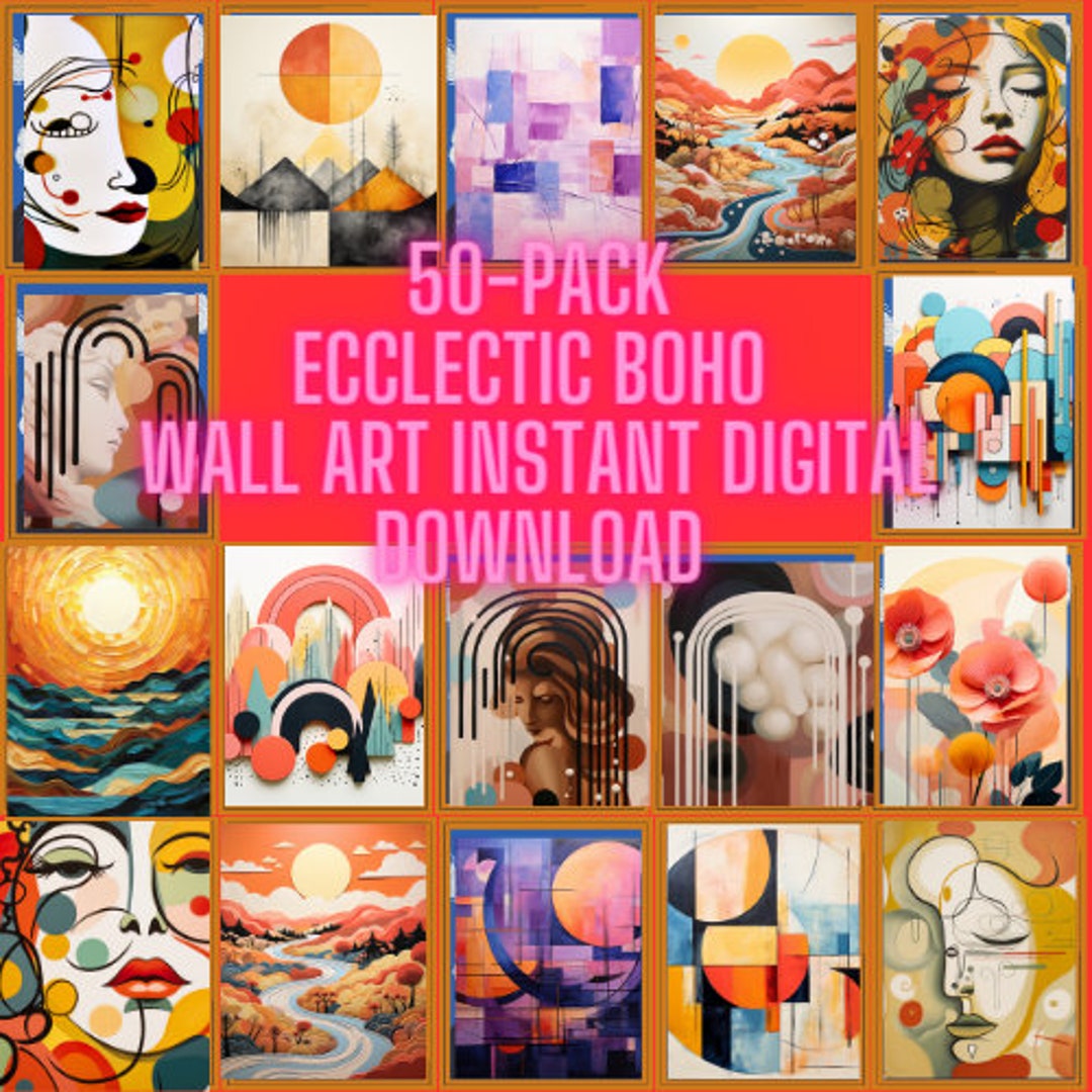 50 Mega Bundle Wall Art Boho Wall Art Eclectic Print Set Eclectic Set ...