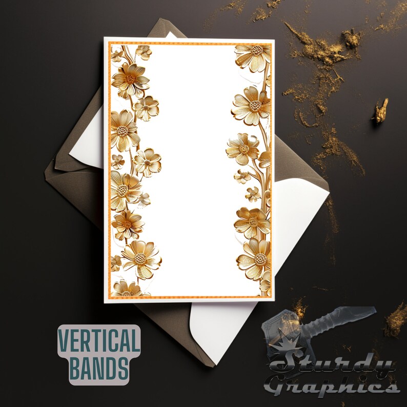 Transparent Background Gold Flower Bands Seamless Pattern Pack Bundle ...