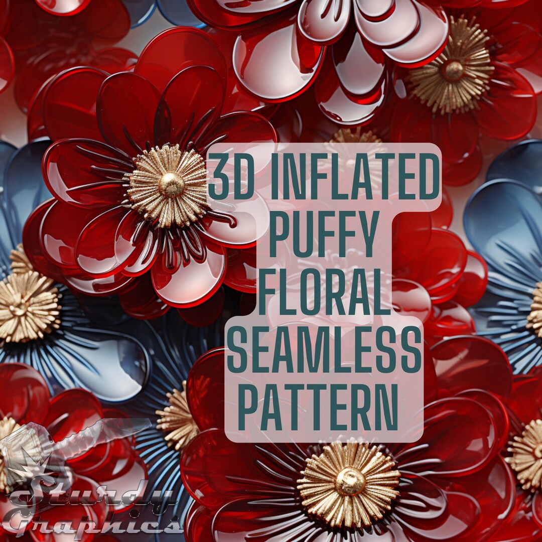 3D Inflated Puff Rainbow Flowers Seamless Pattern, Bubble Puffy Wrap ...