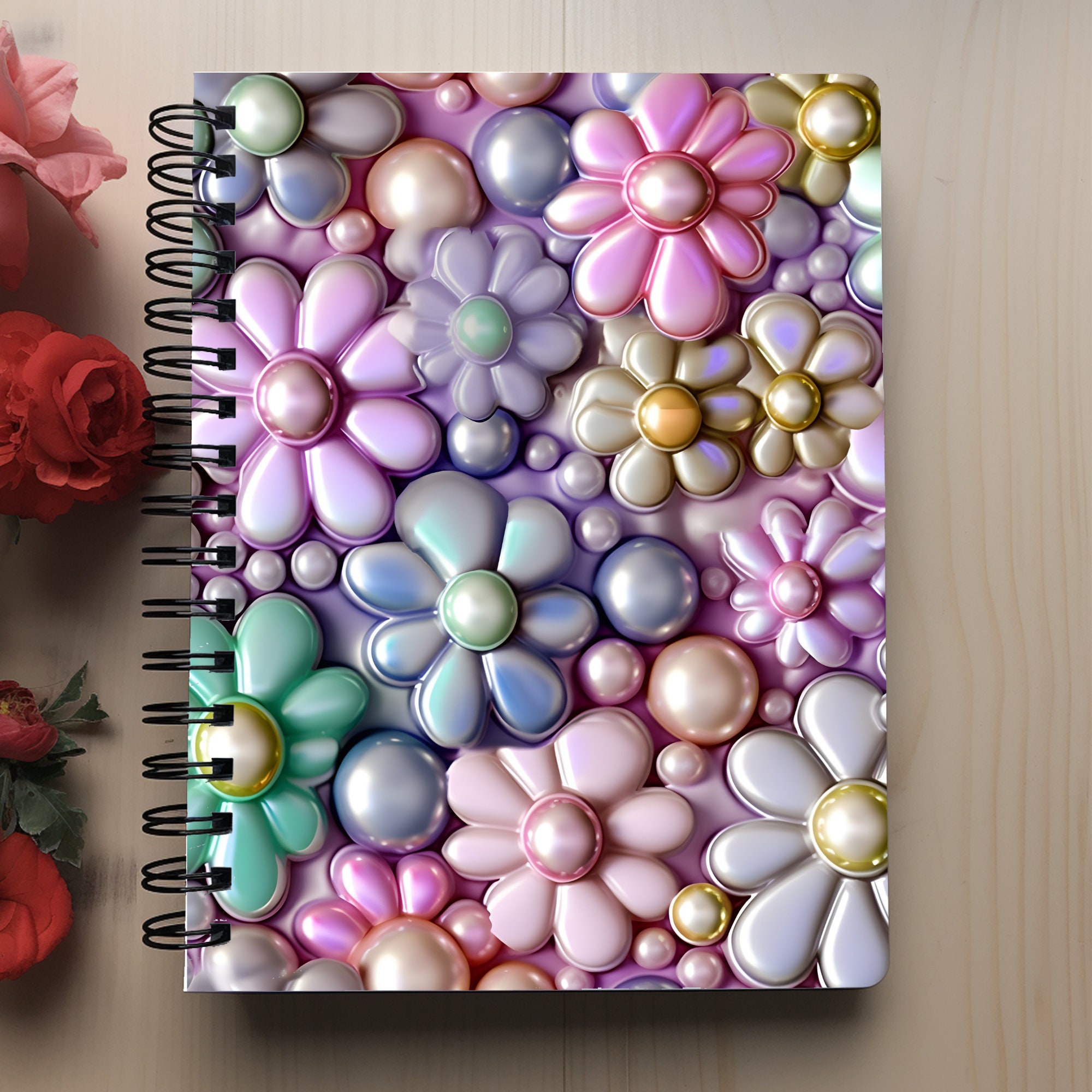 3D Inflated Puff Rainbow Flowers Seamless Pattern Pack, Bubble Puffy ...