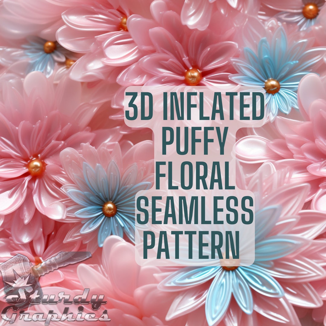 3D Inflated Puff Rainbow Flowers Seamless Pattern, Bubble Puffy Wrap ...