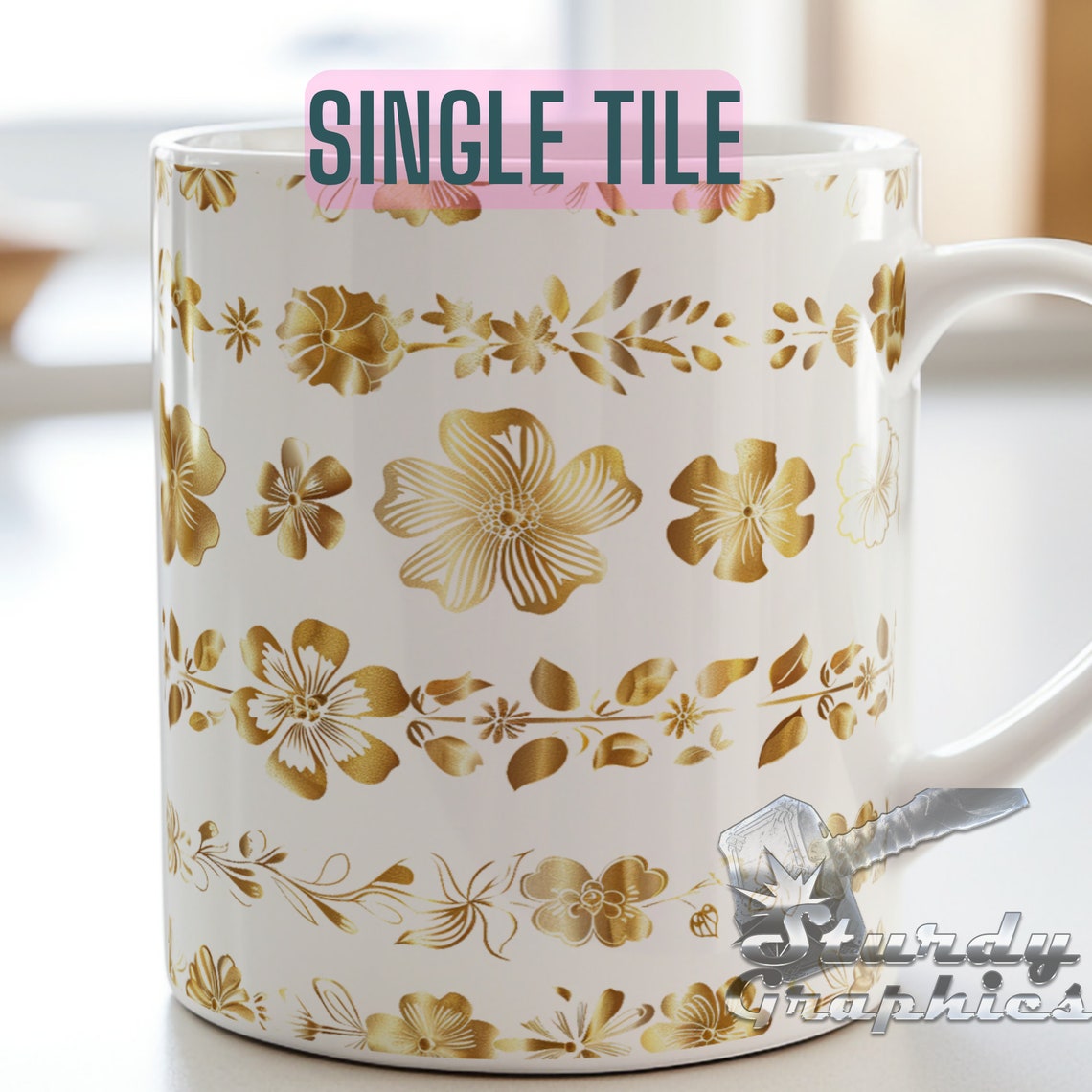 Transparent Background Gold Flower Bands Seamless Pattern Pack Bundle ...