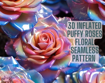 3D Inflated Puff Rainbow Flowers Seamless Pattern Bubble - Etsy