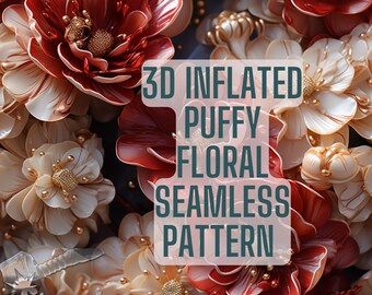 3D Inflated Rainbow Roses Flowers Seamless Pattern, Bubble Puffy Wrap ...
