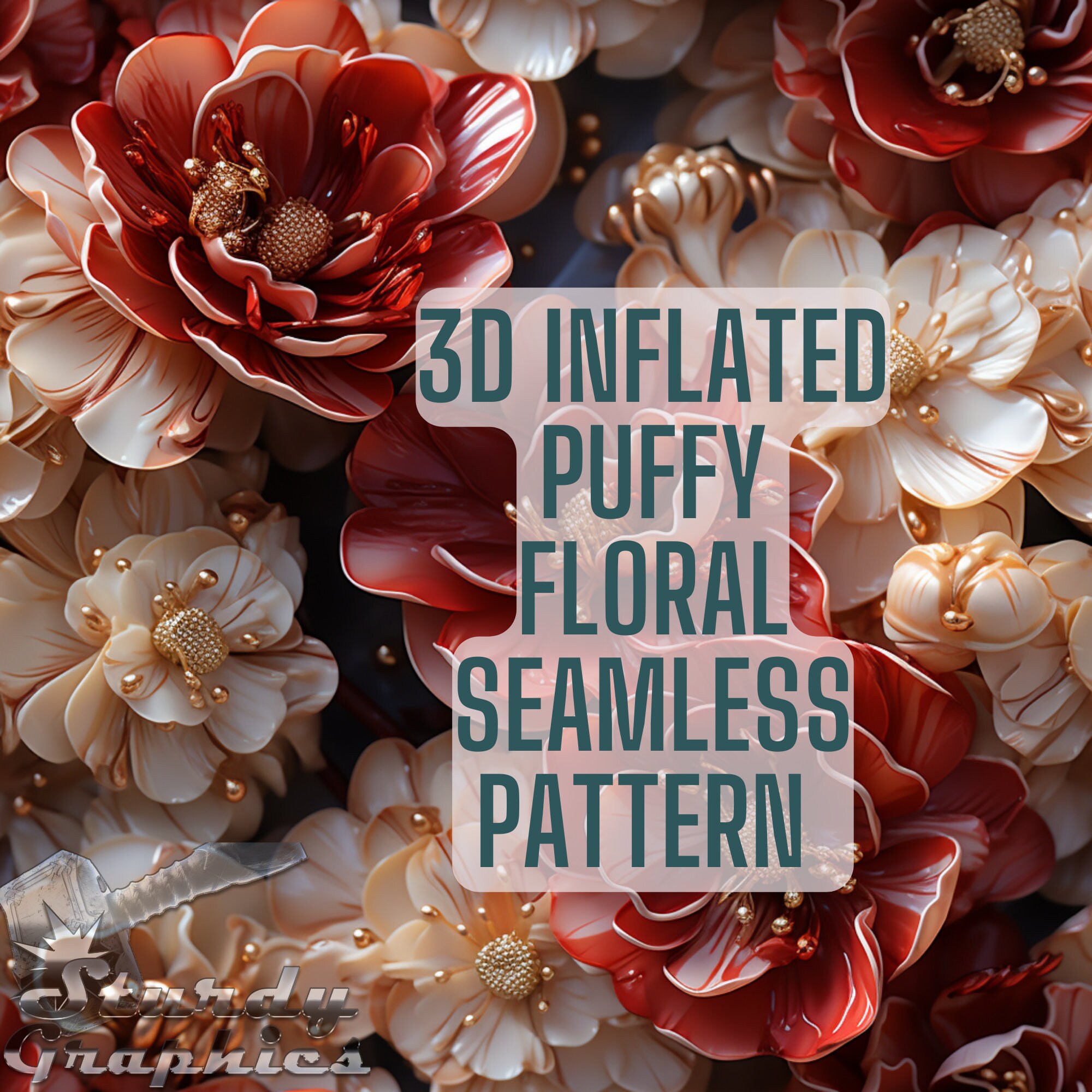 3D Inflated Puff Rainbow Flowers Seamless Pattern, Bubble Puffy Wrap ...