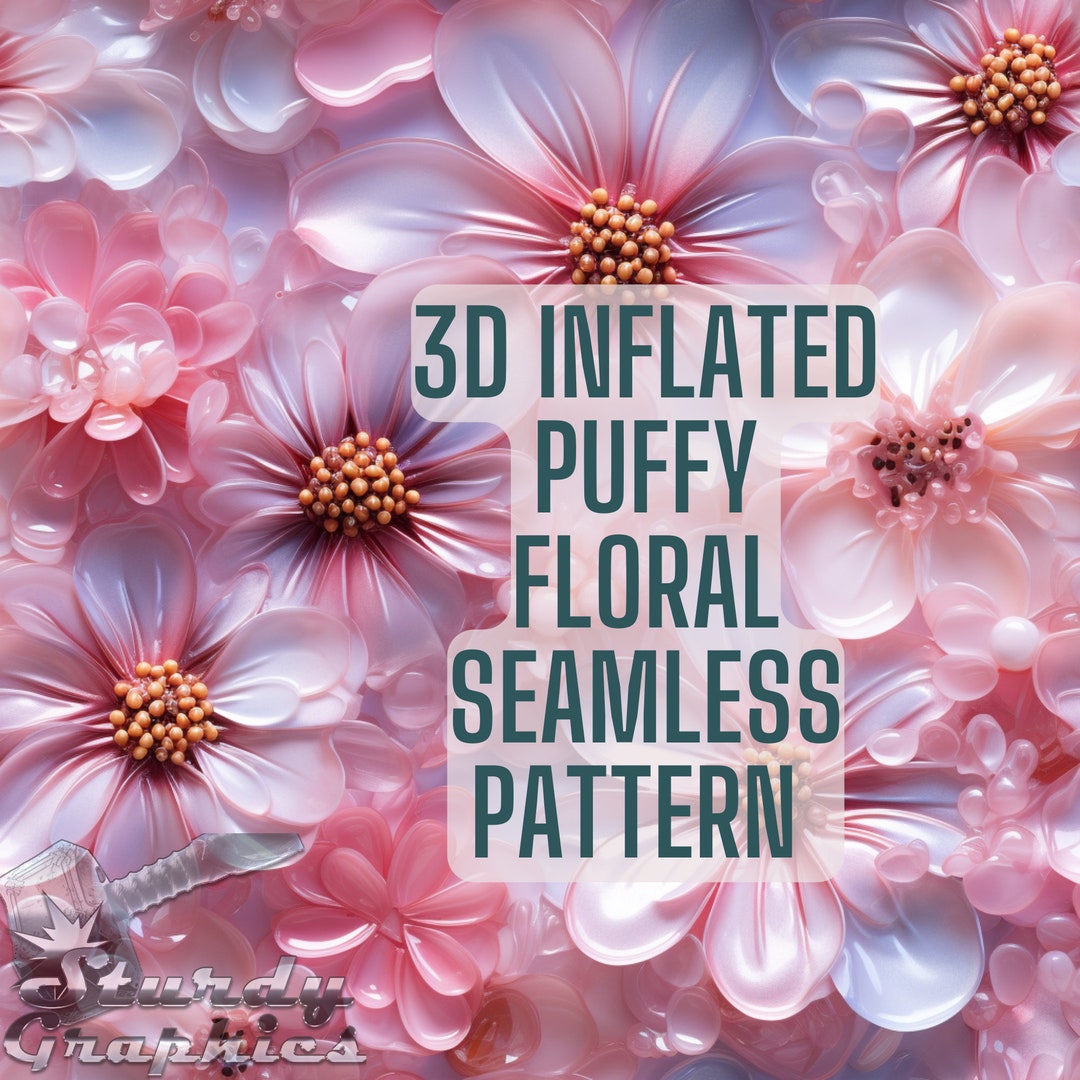 3D Inflated Puff Rainbow Flowers Seamless Pattern, Bubble Puffy Wrap ...