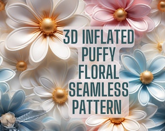 3D Inflated Rainbow Roses Flowers Seamless Pattern, Bubble Puffy Wrap ...