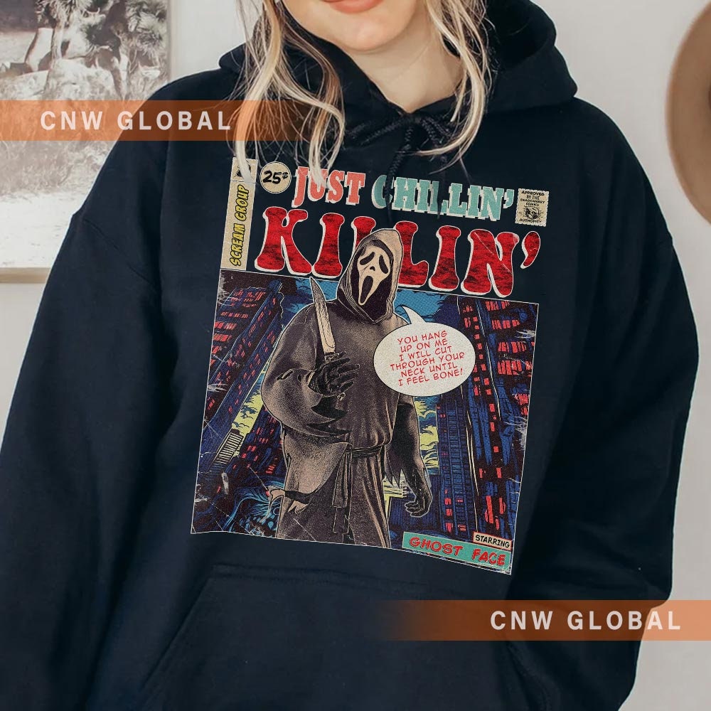 Scream Ghost Face Comic Shirt, 90S Vintage Merch Book Art, Nothin Chillin Killin Horror Retro ...