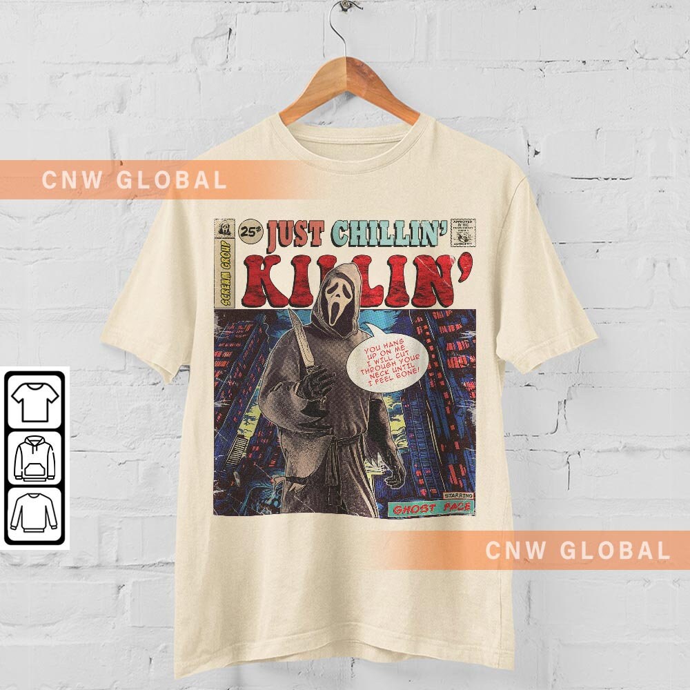 Scream Ghost Face Comic Shirt, 90S Vintage Merch Book Art, Nothin Chillin Killin Horror Retro ...