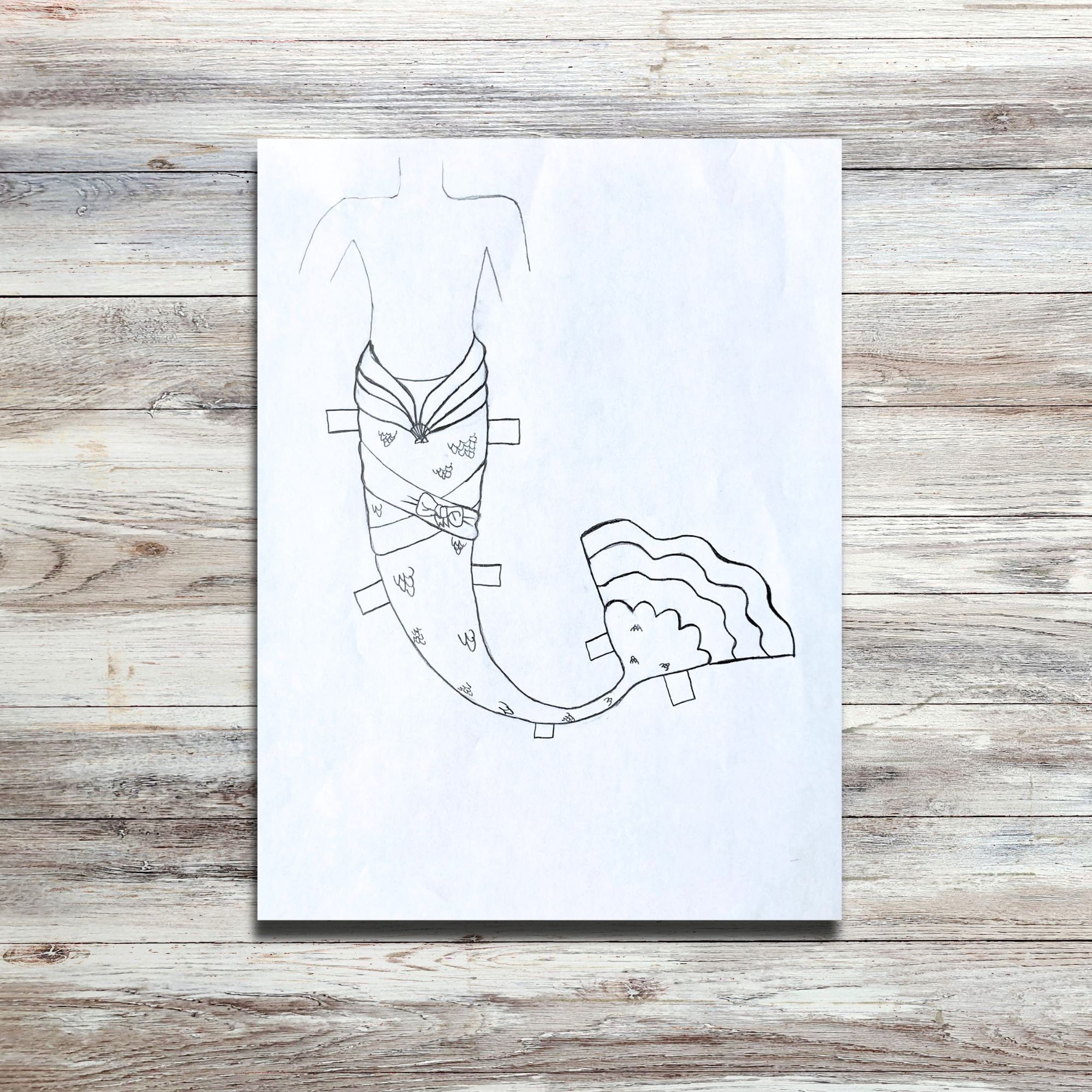 Paper Doll Template-merperson Tails Set 1 - Etsy