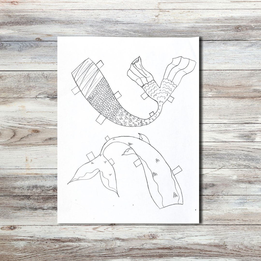Paper Doll Template-merperson Tails Set 1 - Etsy