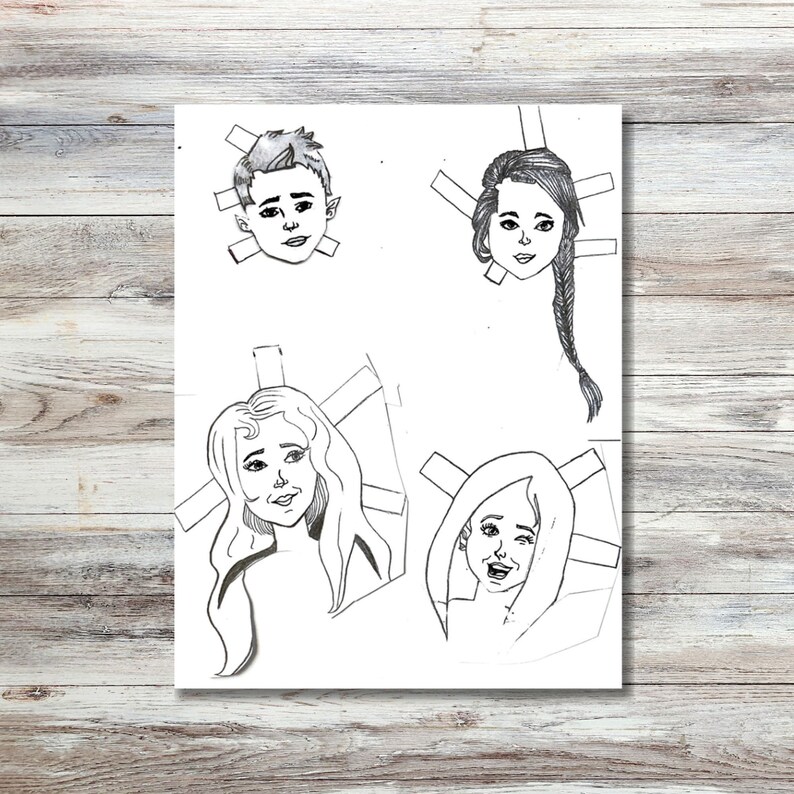 Paper Doll Template-merperson Heads Set 1 - Etsy