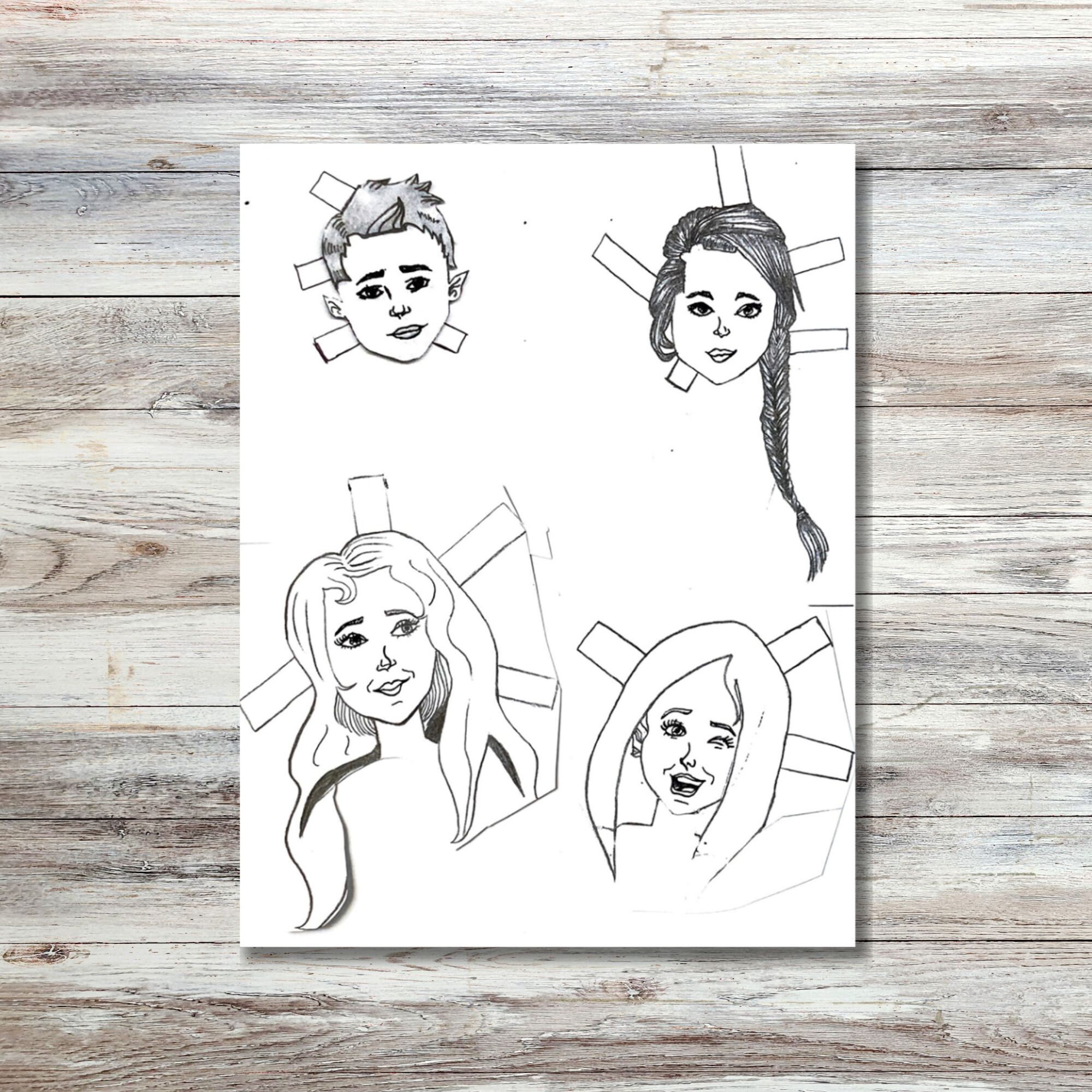 Paper Doll Template-merperson Heads Set 1 - Etsy