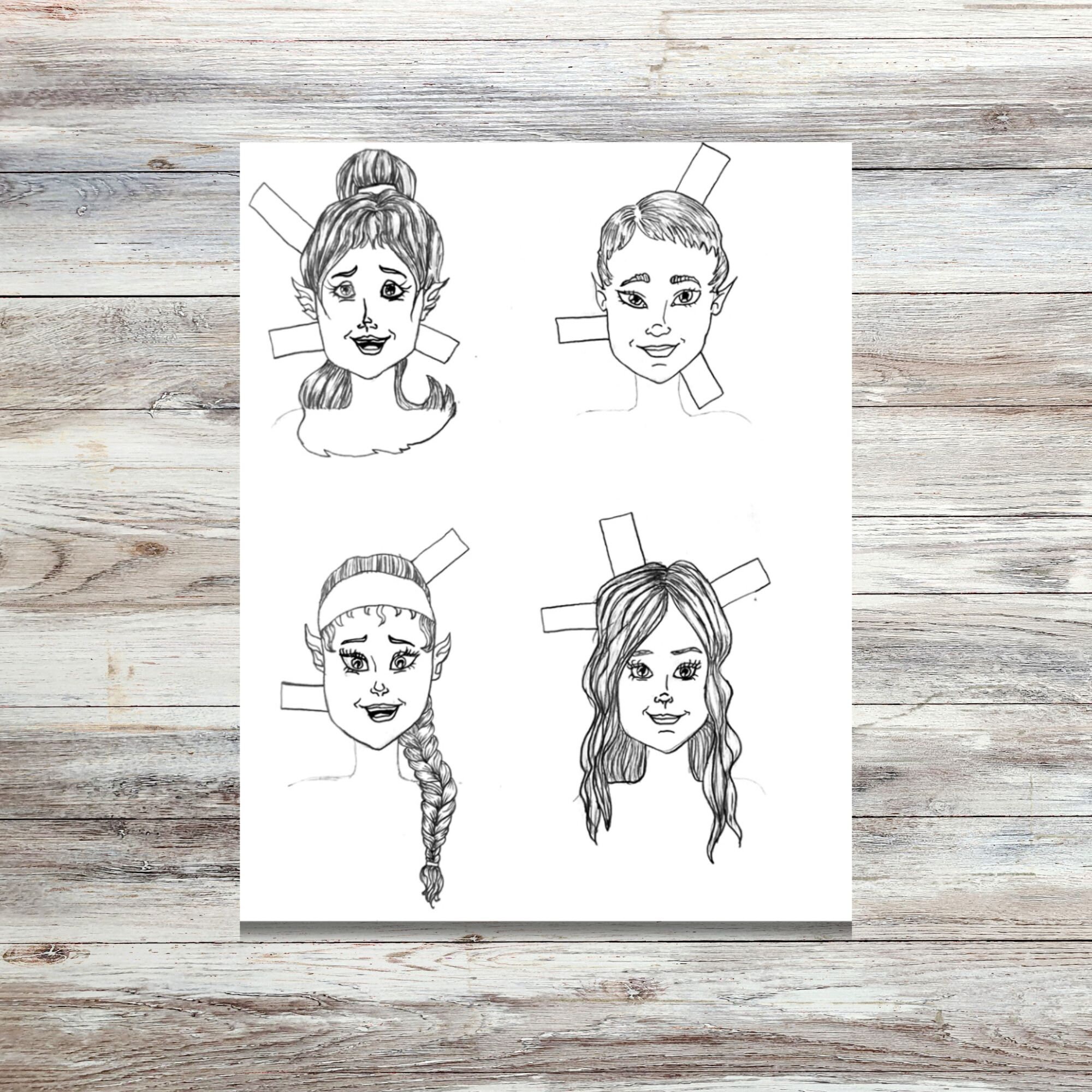 Paper Doll Template-merperson Heads Set 1 - Etsy