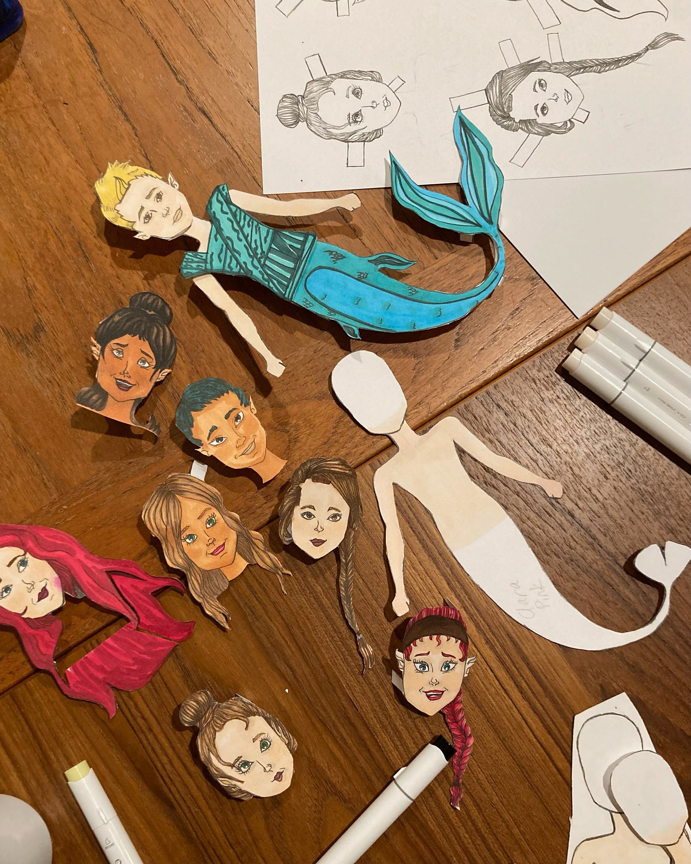 Paper Doll Template-merperson Tails Set 1 - Etsy