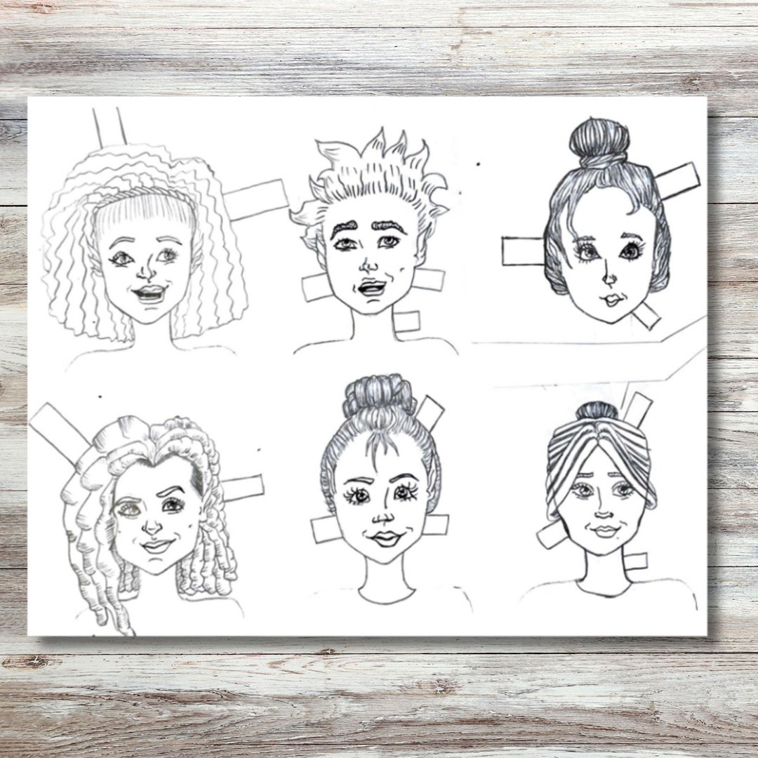 Paper Doll Template-merperson Heads Set 1 - Etsy