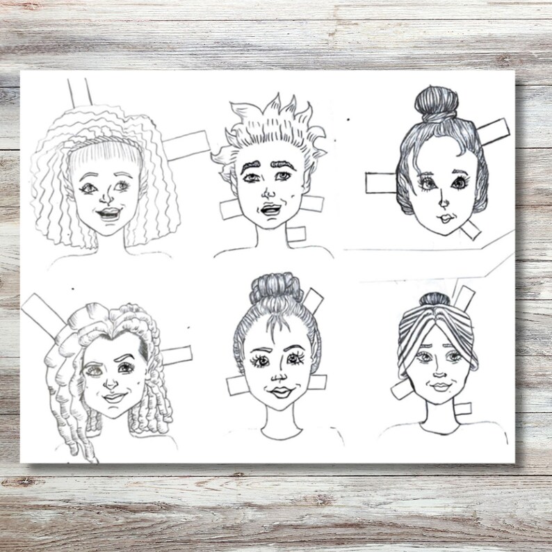 Paper Doll Template-merperson Heads Set 1 - Etsy