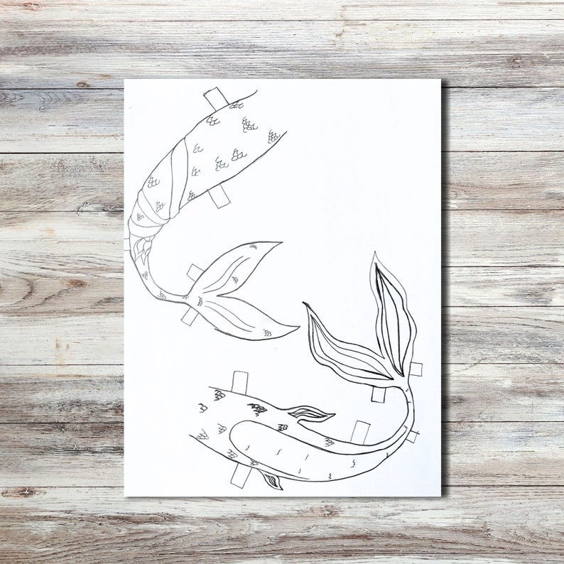 Paper Doll Template-merperson Tails Set 1 - Etsy