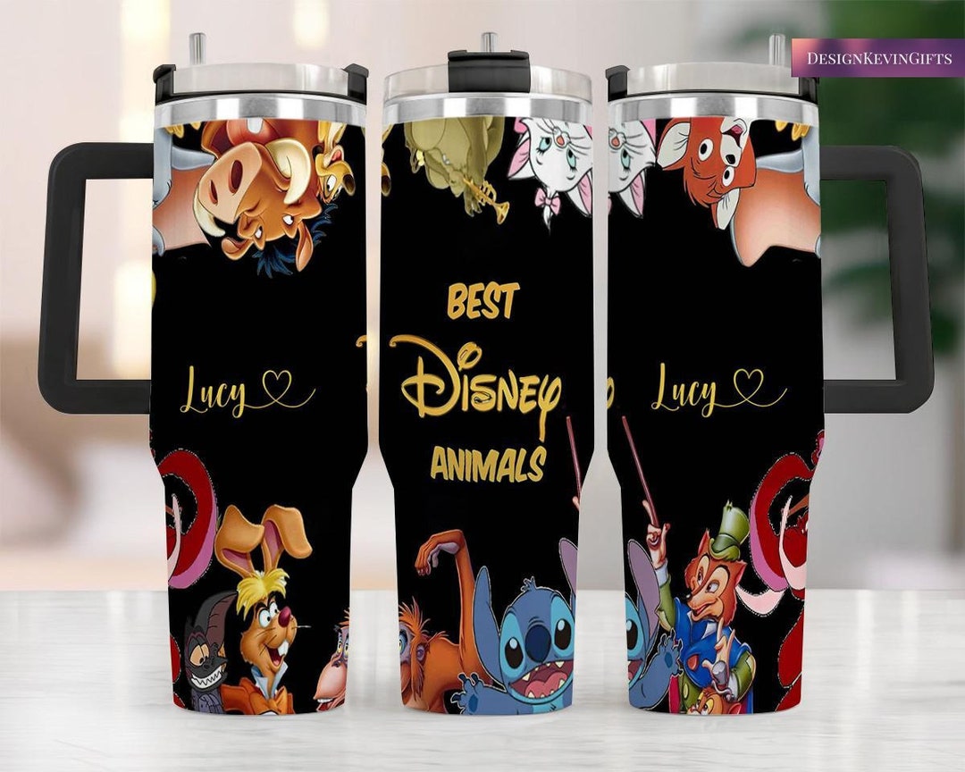 Personalized Disney Tumbler 40oz, Disney Characters Tumbler With Straw ...