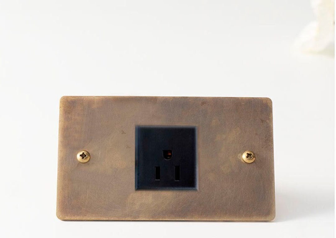 1 Gang US Electrical Outlet Aged Brass Plate - Etsy