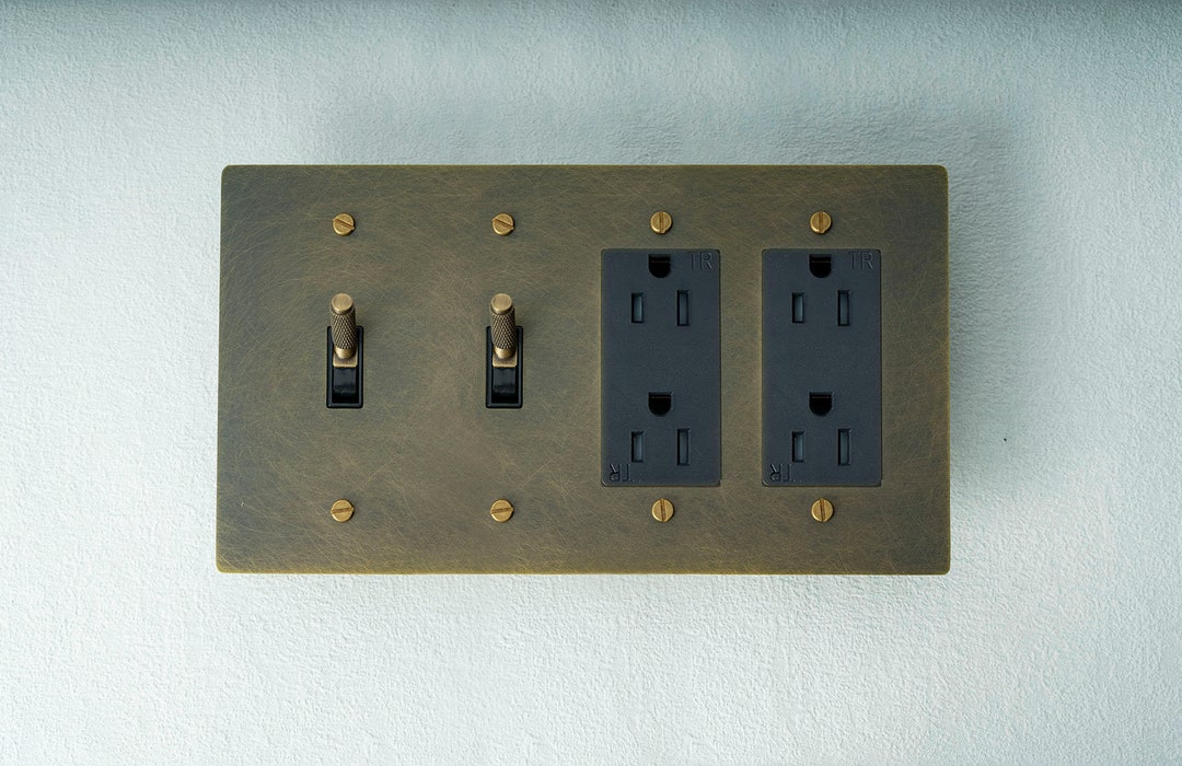 2 Gang Light Switch & 2 Gang Electrical Outlet Plate in Bronze - Etsy