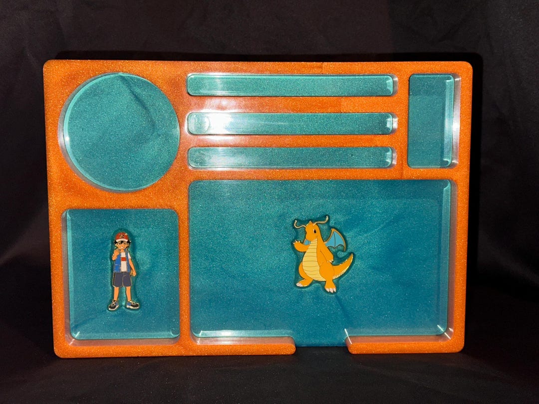 Ash X Dragonite Pokémon Epoxy Resin Rolling Tray - Etsy