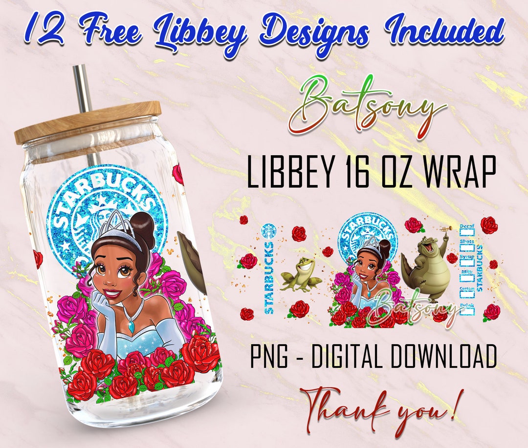 Princess 16 Oz Libbey Glass Can Wrap Png Sublimation Instant Download, Princess Libbey Glass Cup ...