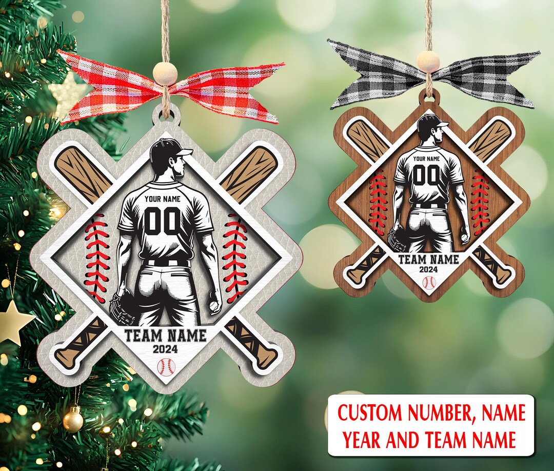 Personalized Baseball Player Christmas Ornament 2024, Custom Baseball ...