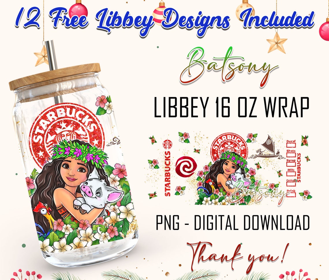 Princess 16 Oz Libbey Glass Can Wrap Png Sublimation Instant Download, Princess Libbey Glass Cup ...