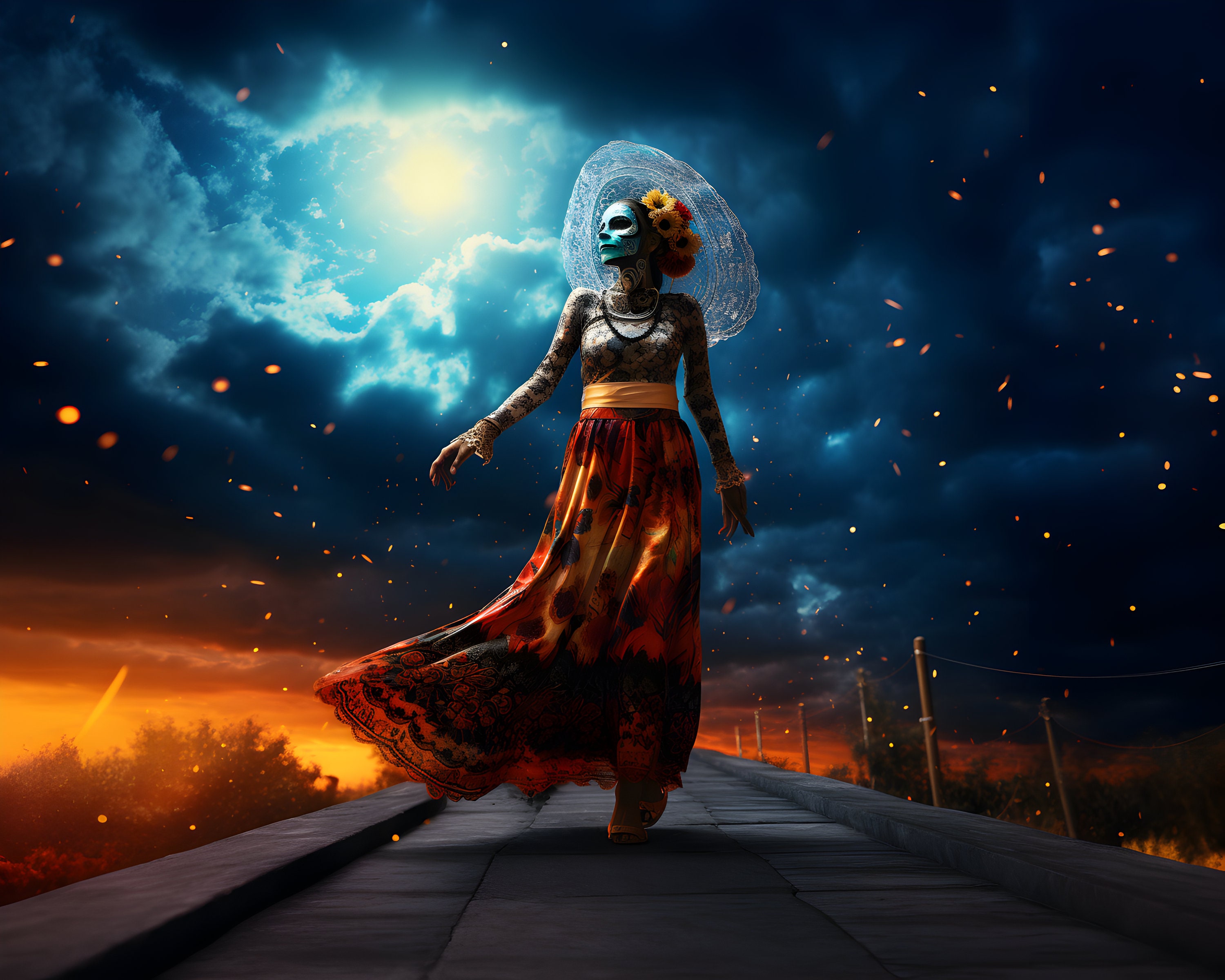 Day of the Dead Mexican Catrina Poster, Mexico Catrina Sugar Skull Girl ...