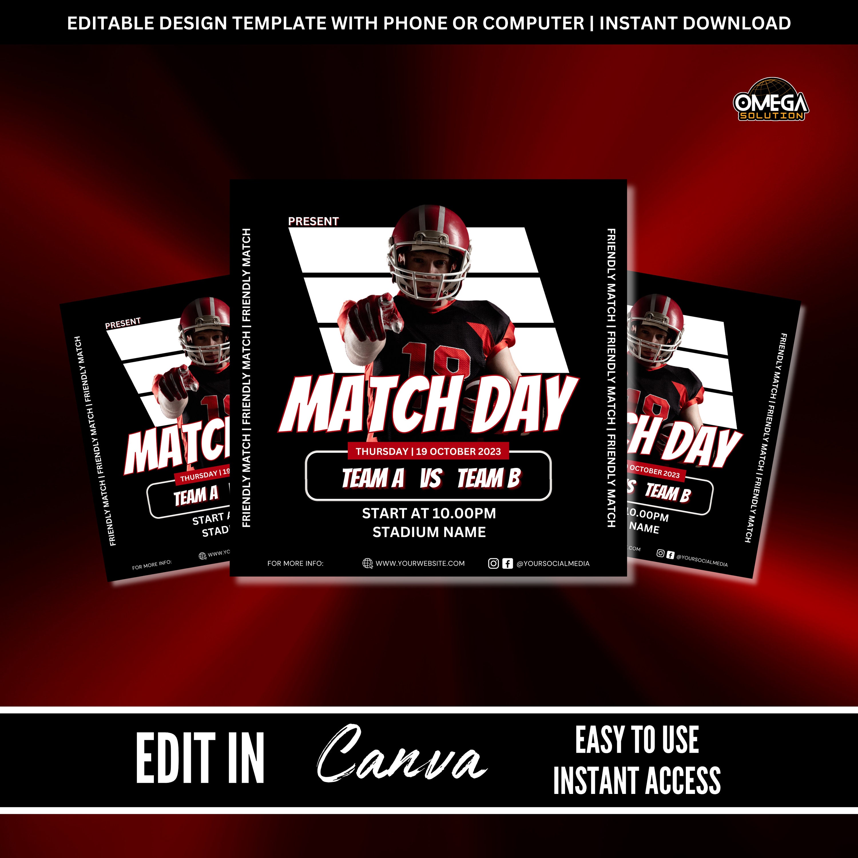 Editable Template Matchday - Etsy