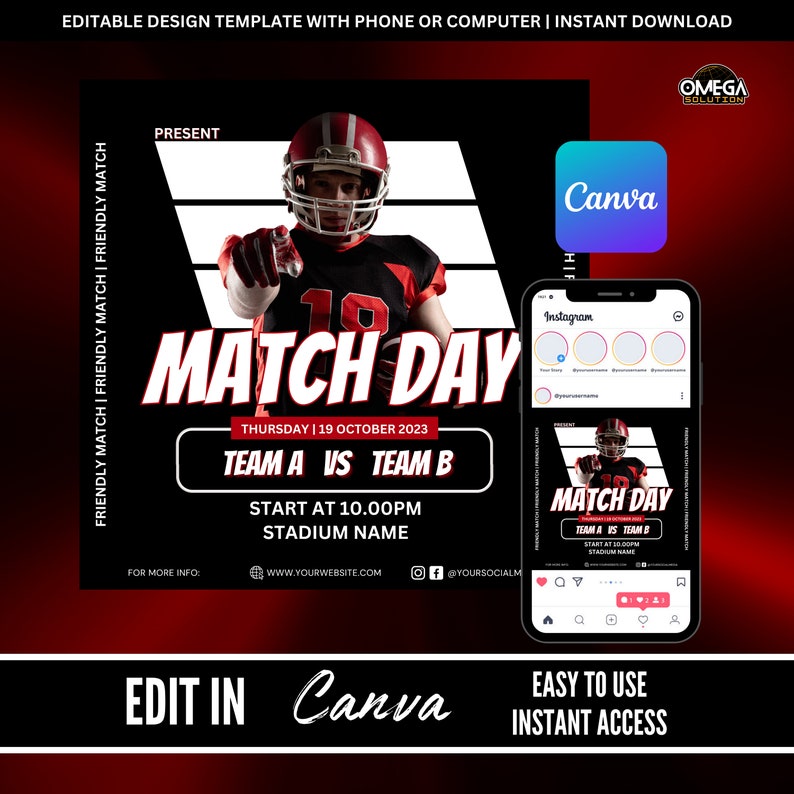 Editable Template Matchday - Etsy