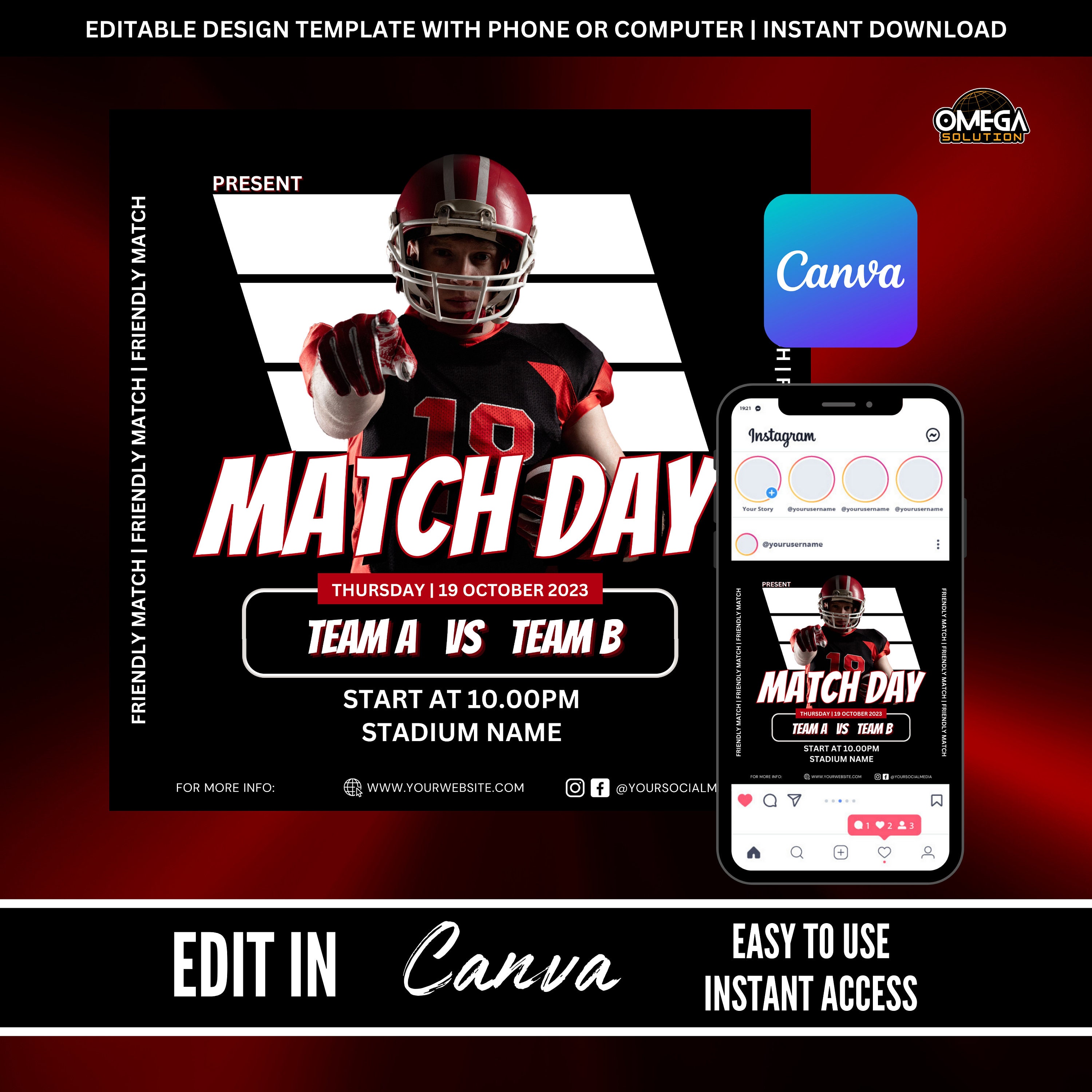 Editable Template Matchday - Etsy