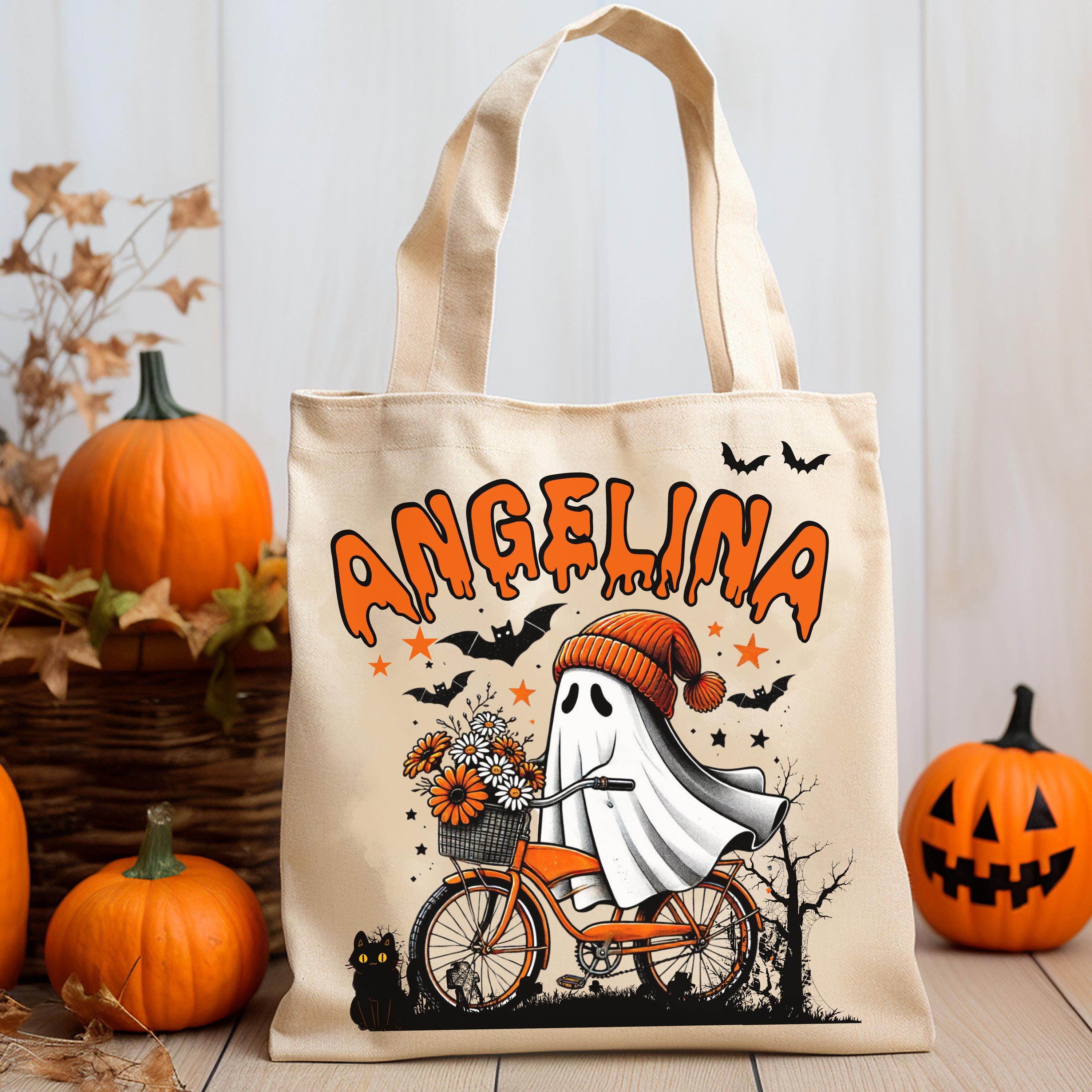 Custom Halloween Tote Bag, Personalized Halloween Bag, Trick or Treat ...