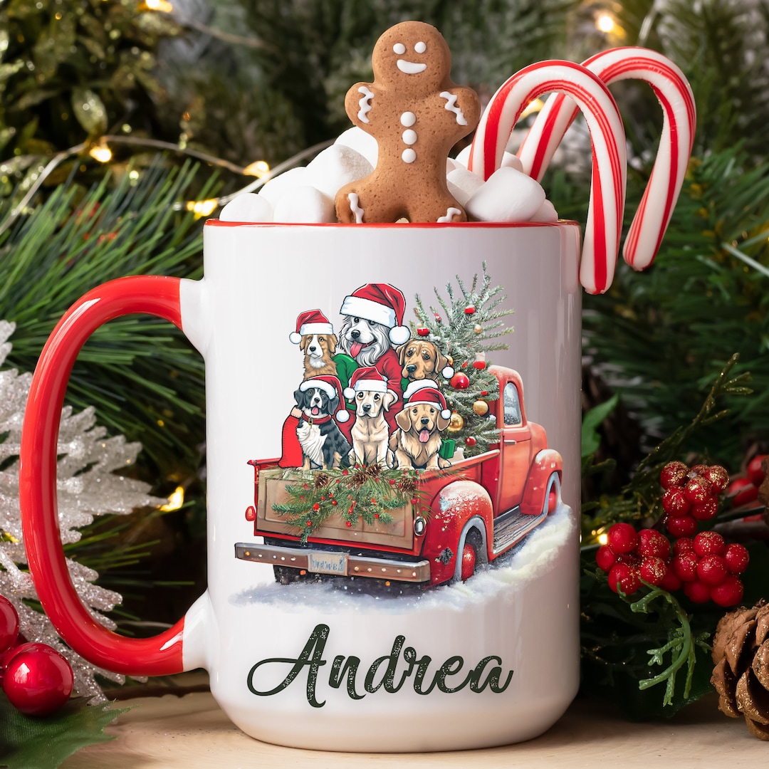 Personalized Christmas Dog Mug, Holiday Coffee Lover, Hot Chocolate ...
