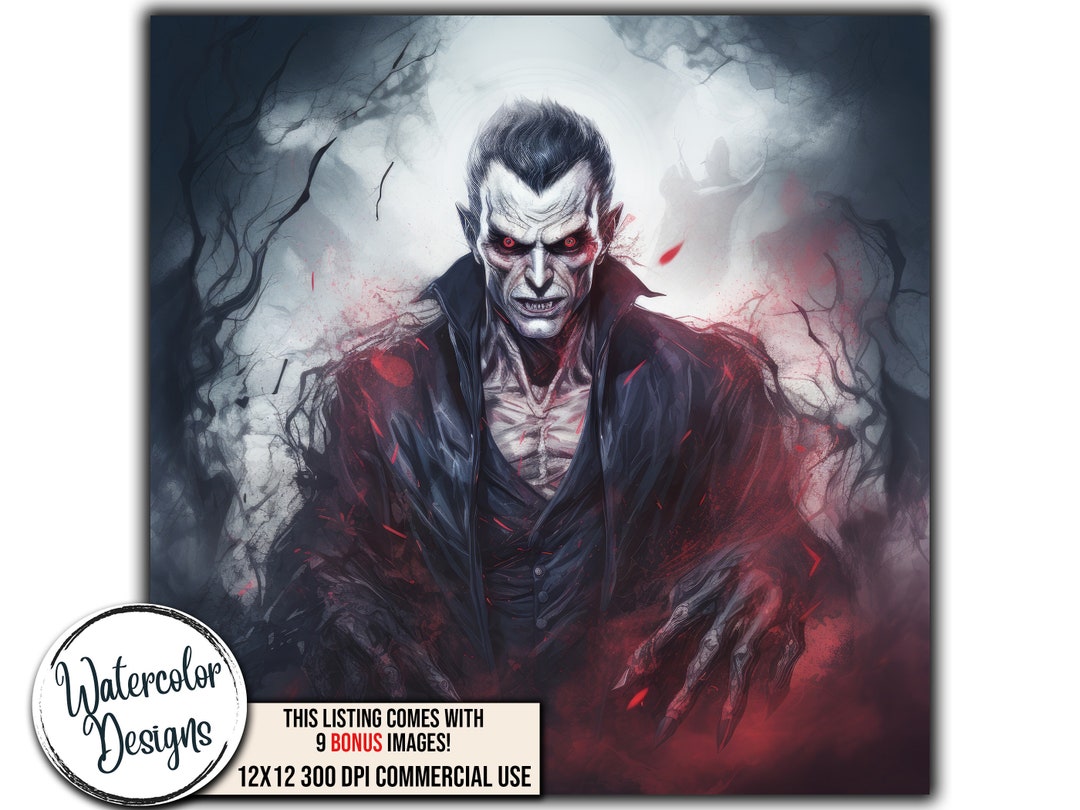 10 Watercolor Scary Vampires, Instant Download, Digital Paper ...