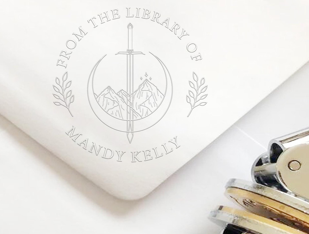 Library of Ink Stamp. Book Seals Stamp.custom Embosser Stamp. Gifts for ...