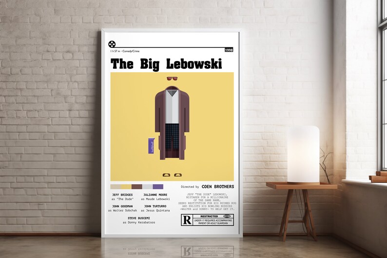 The Big Lebowski Minimalist Vintage Movie Poster (DIGITAL) - Retro ...