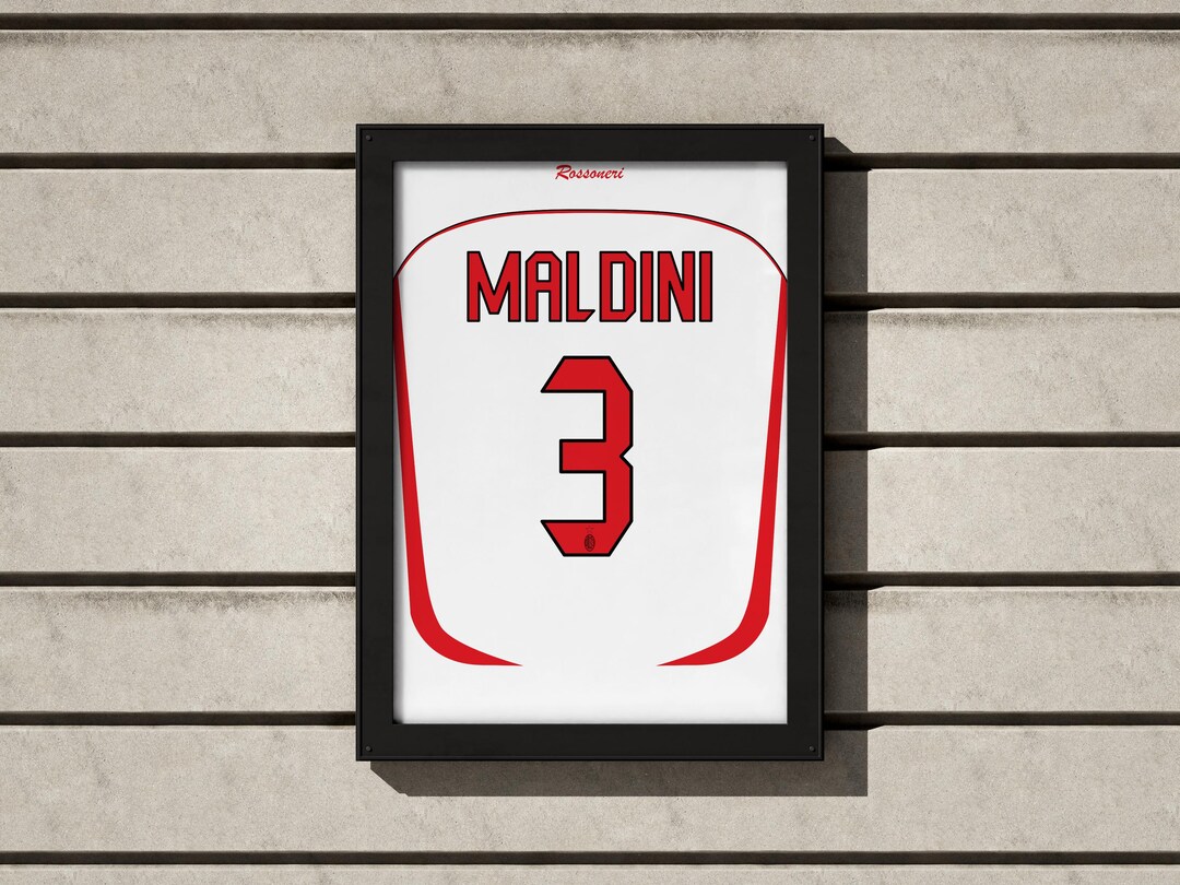 Maldini 3 AC Milan 2007 Retro Jersey Poster Print Football Shirt Poster ...