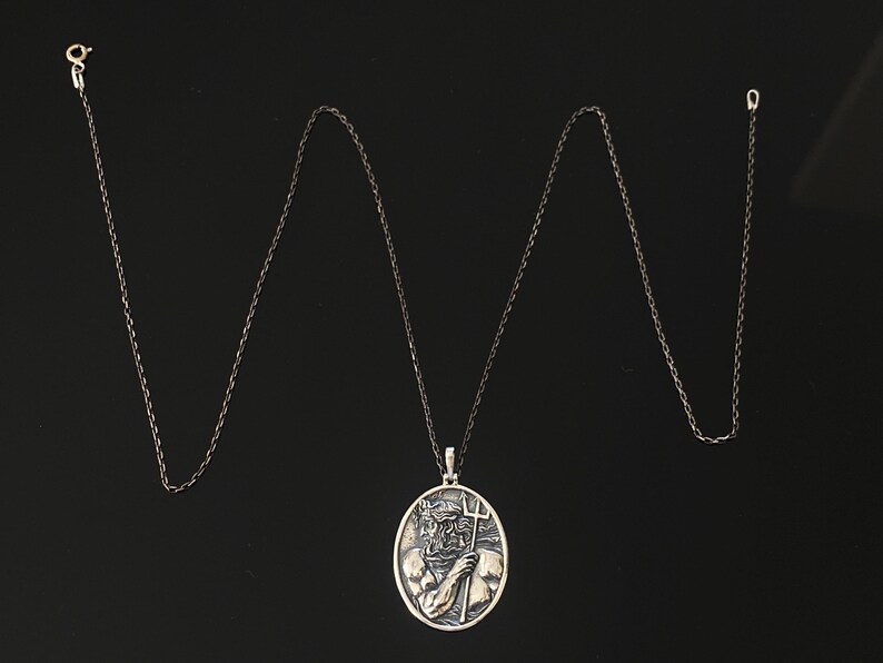 Poseidon Greek Mythology Necklace 925 Silver Pendant - Etsy