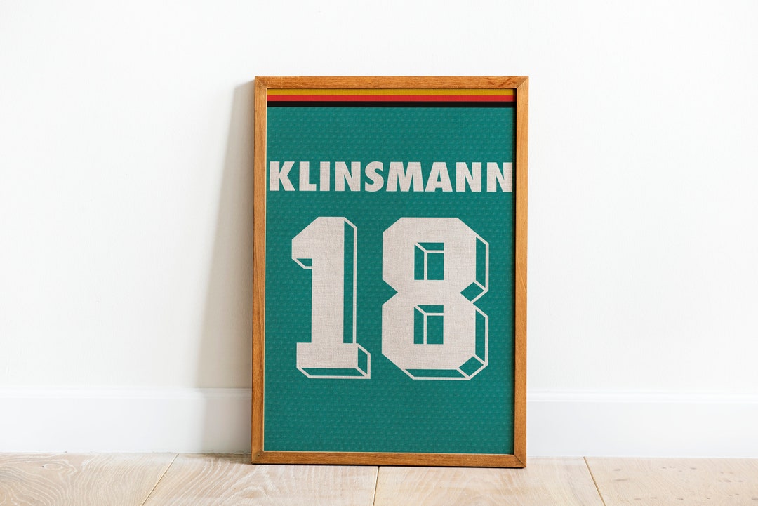 Klinsmann Germany Retro Jersey Poster Print DIGITAL Football Shirt ...