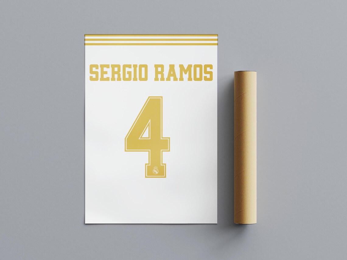 Sergio Ramos 4 Real Madrid 2019-20 Jersey Poster Print Football Shirt ...