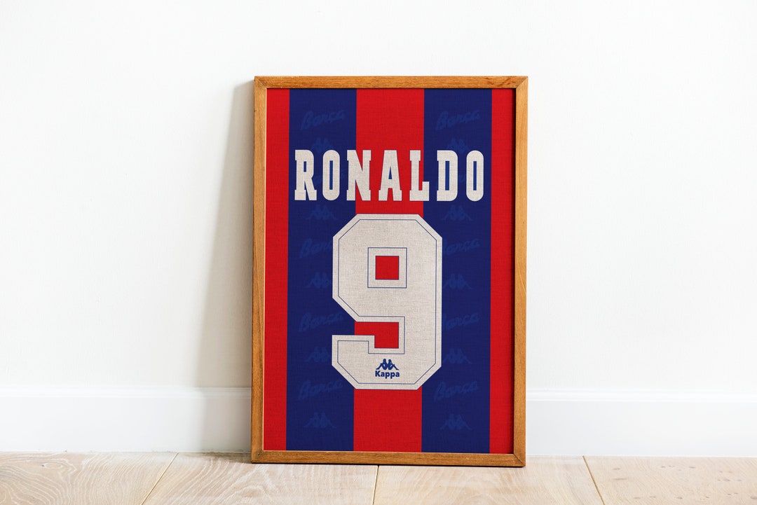 Ronaldo Barcelona Retro Jersey Poster Print DIGITAL Football Shirt ...