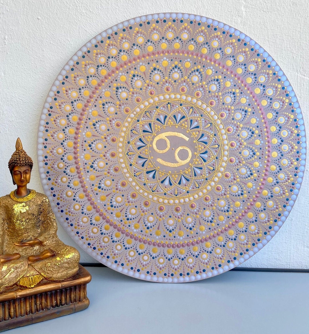 Cancer Zodiac Mandala Dot Art: Boho Sacred Geometry Painting - Etsy