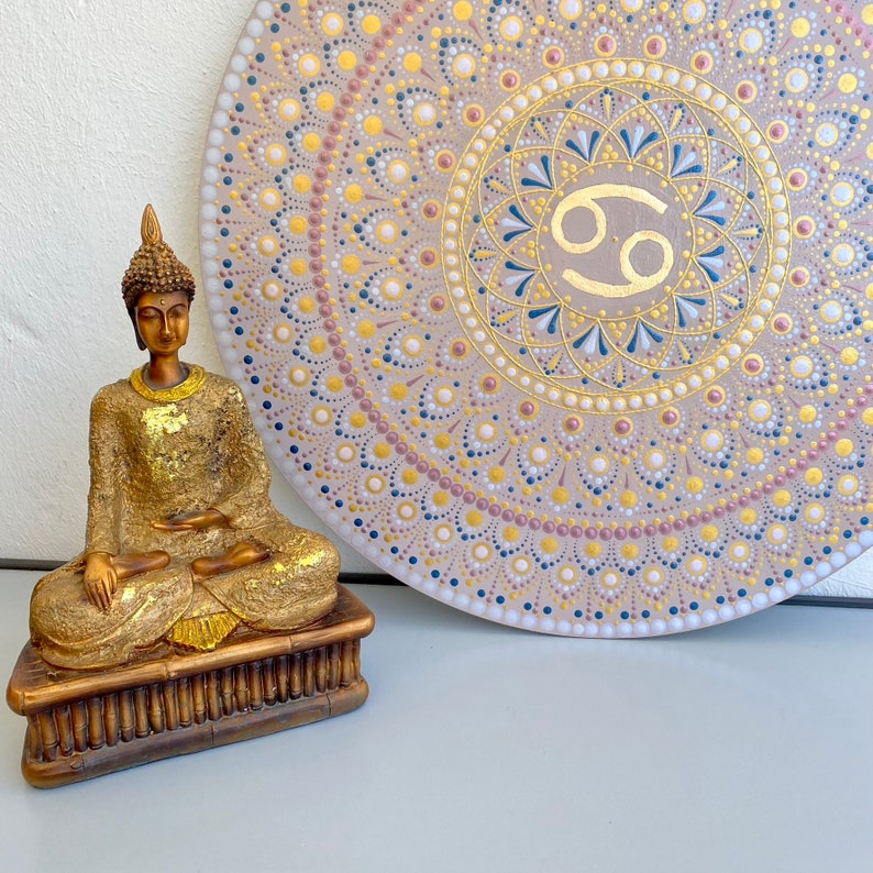 Cancer Zodiac Mandala Dot Art: Boho Sacred Geometry Painting - Etsy