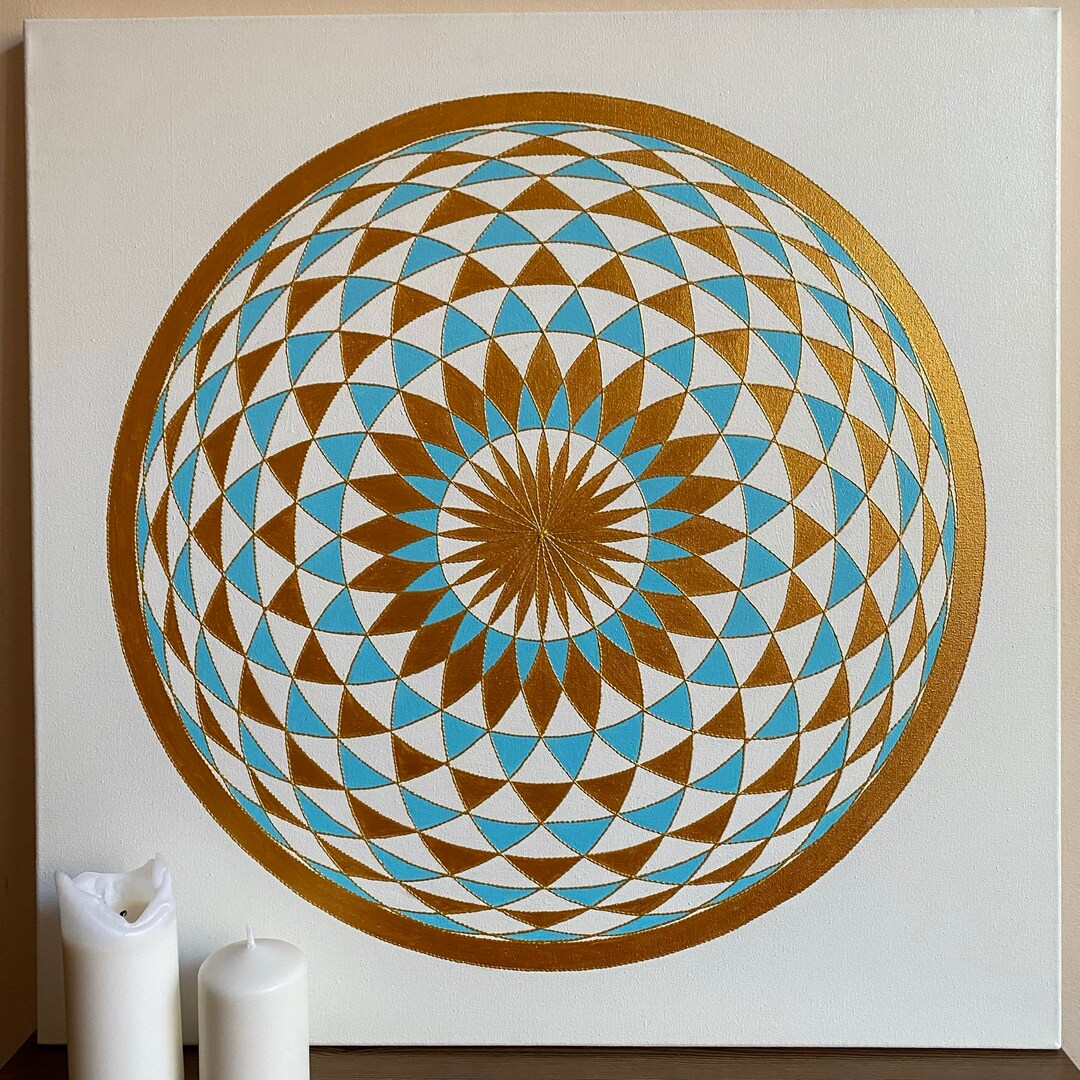 Gold Sacred Geometry Canvas Painting: Torus Mandala Meditation Art - Etsy