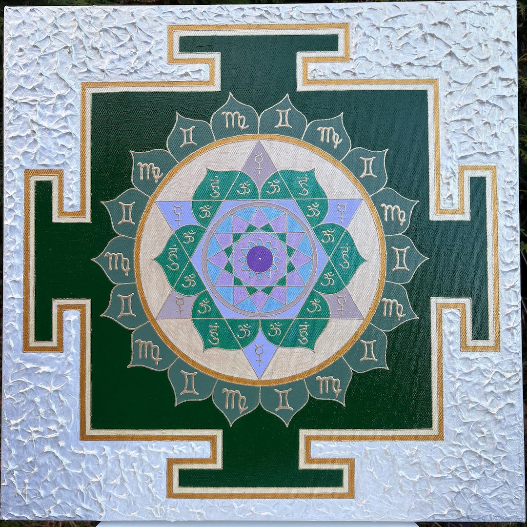 Acrylic Mercury Yantra Painting: Sacred Geometry Wall Art, Meditation ...