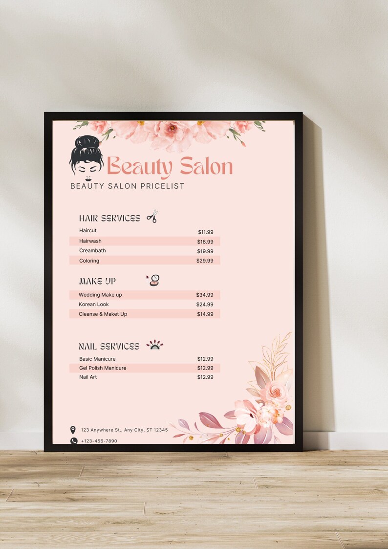 DIY Beauty Salon Price List Design Templates, Catalog Menu, Beauty ...